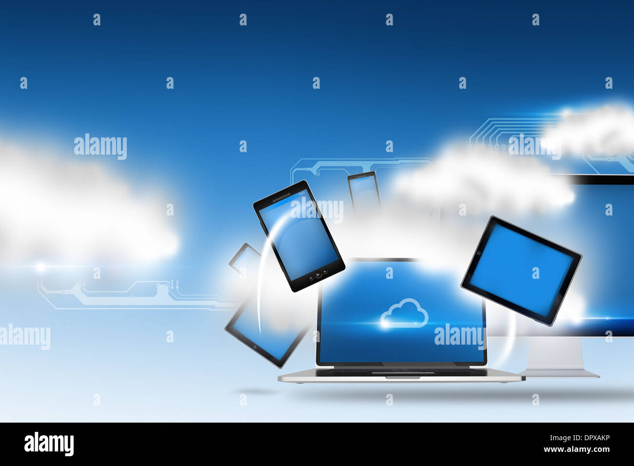 Cloud Technology and Media Concept Illustration. Modern INternet Enable ...
