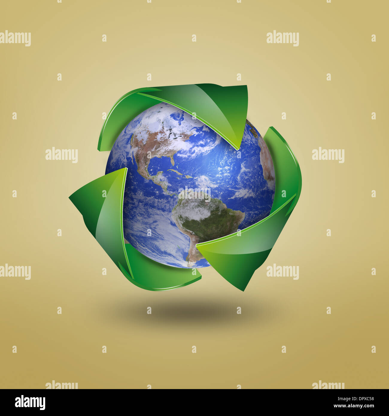 Earth with Recycle Symbol Stock Photo - Alamy