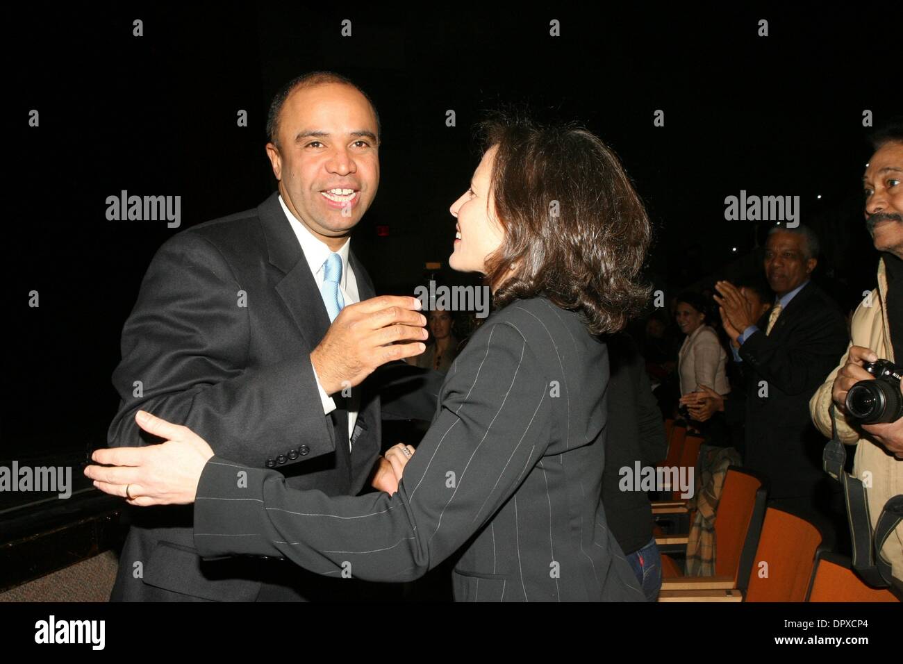Feb 20, 2009 - New York, New York, USA - ADOLFO CARRION kisses his wife ...