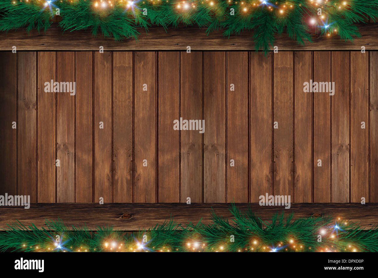 Wood Christmas Backdrop. Wooden Wall with Christmas Ornaments on the ...