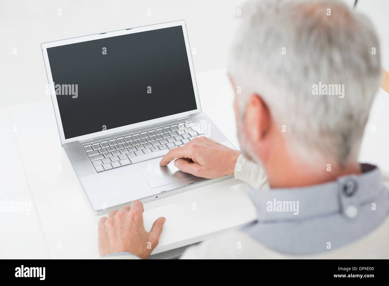 Grey hair rear view hi-res stock photography and images - Alamy