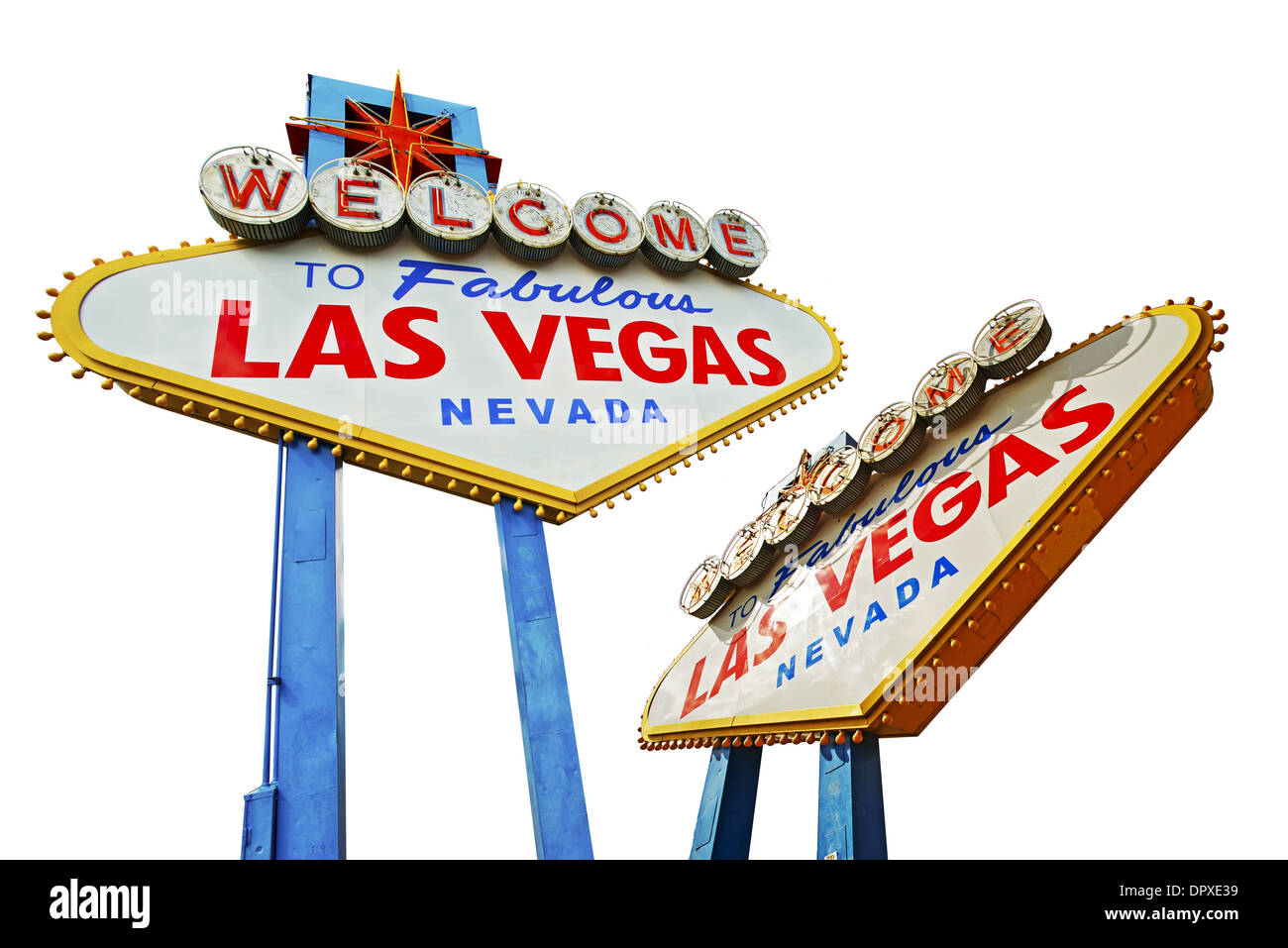 Las Vegas Signs Isolated on White. Famous Las Vegas Entrance Sign. Two ...