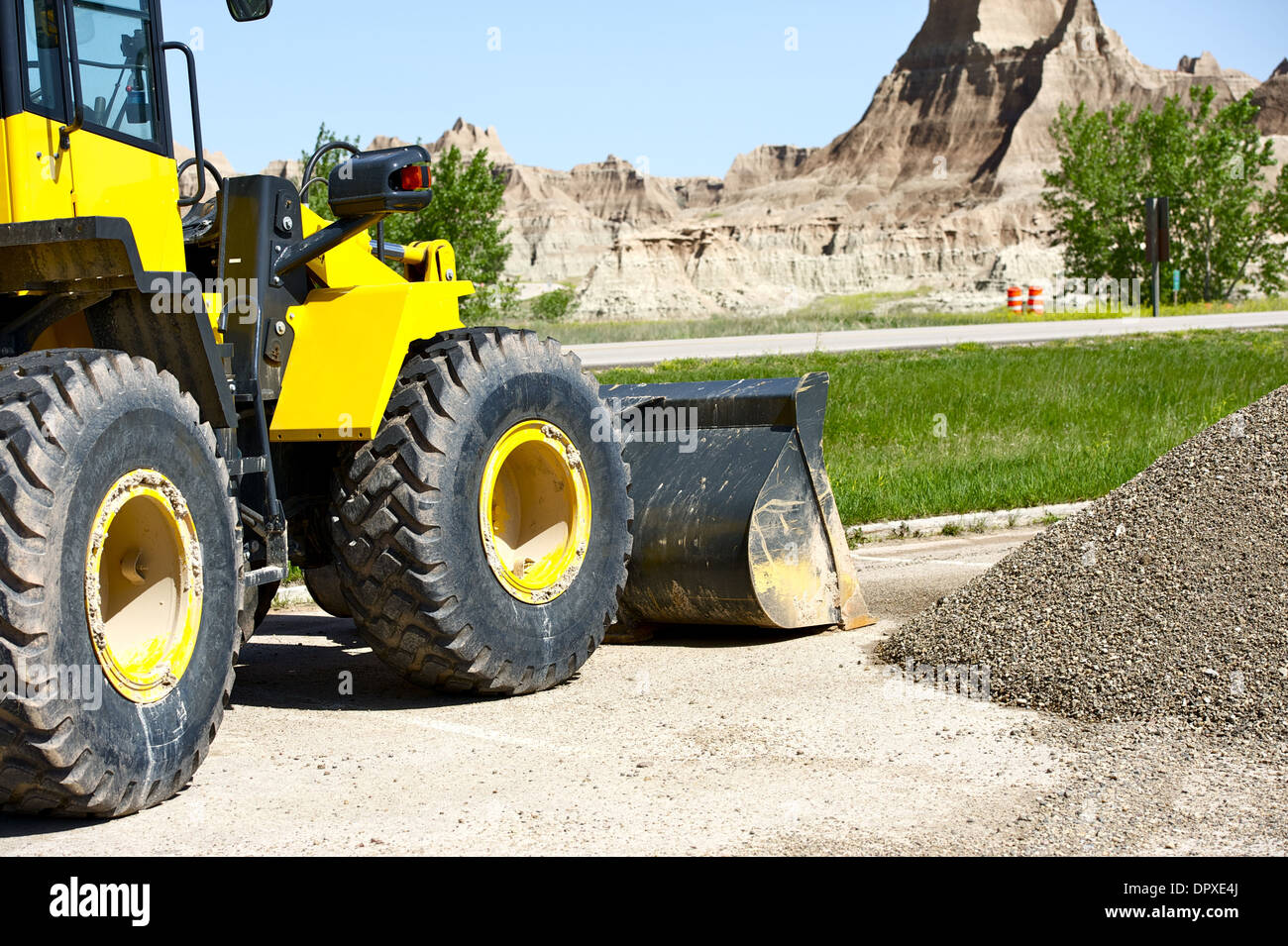 Bulldozer at Work. Road Construction Zone in South Dakota Stock Photo ...