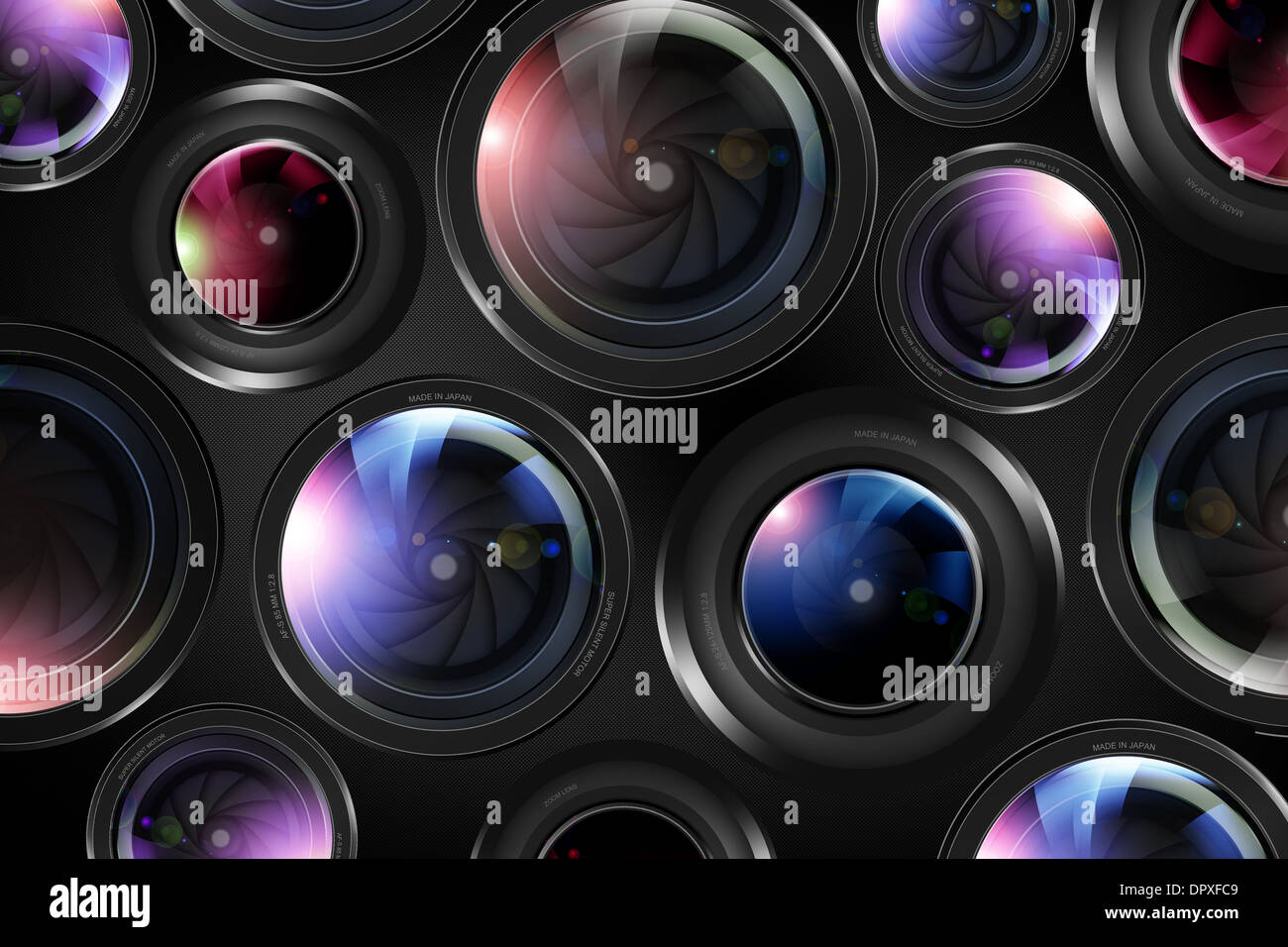 Camera Lenses Background Illustration. Modern Professional Lenses ...