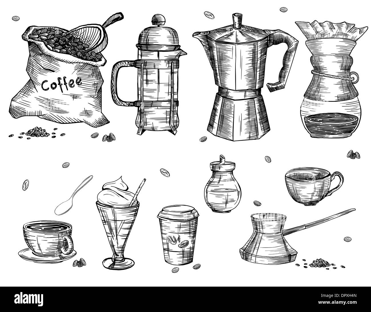 Glass cup ice coffee Black and White Stock Photos & Images - Alamy