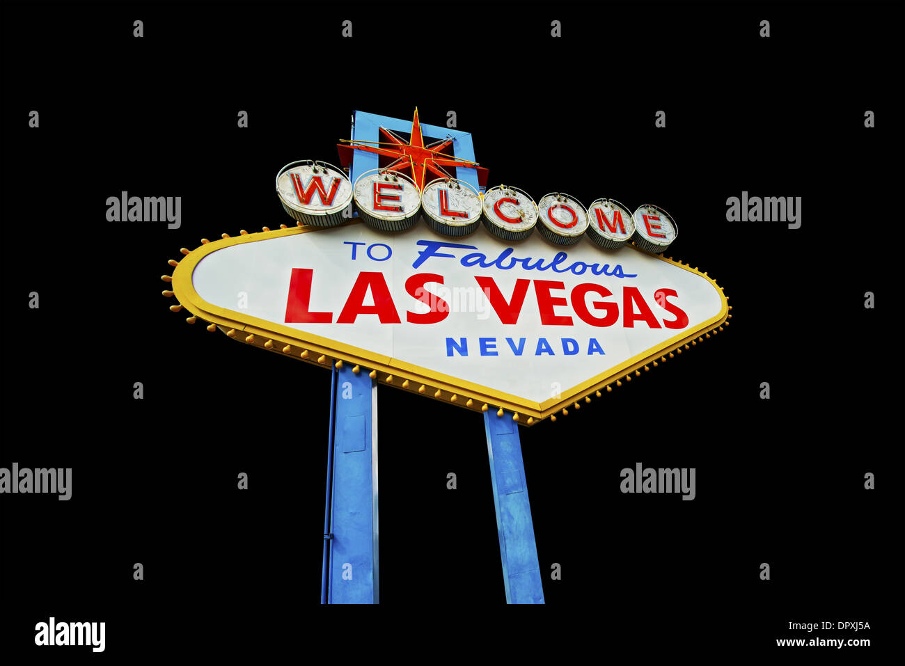 Las Vegas Famous Strip Entrance Sign Isolated on Black Background Stock ...