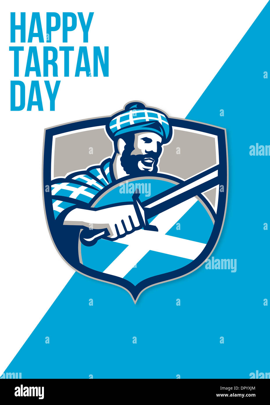 Greeting card poster showing illustration of a highlander scotsman ...