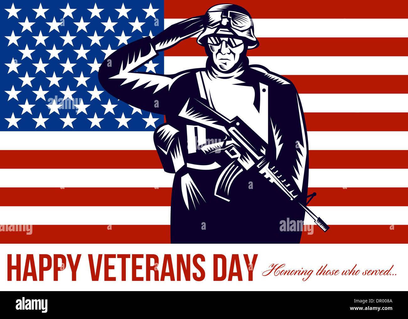 Greeting card poster showing illustration of a US military serviceman ...