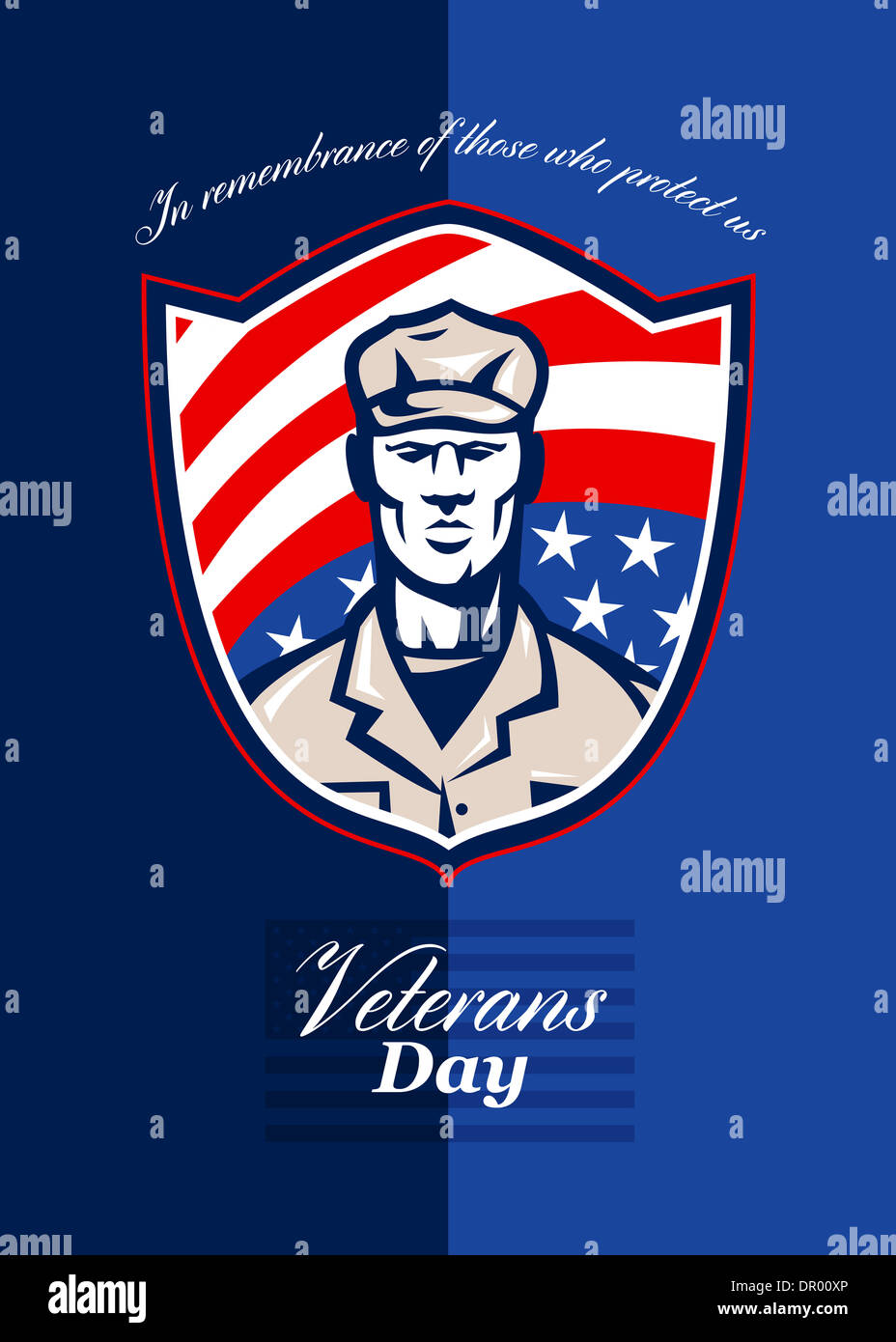 Greeting card poster showing illustration of an american patriot ...