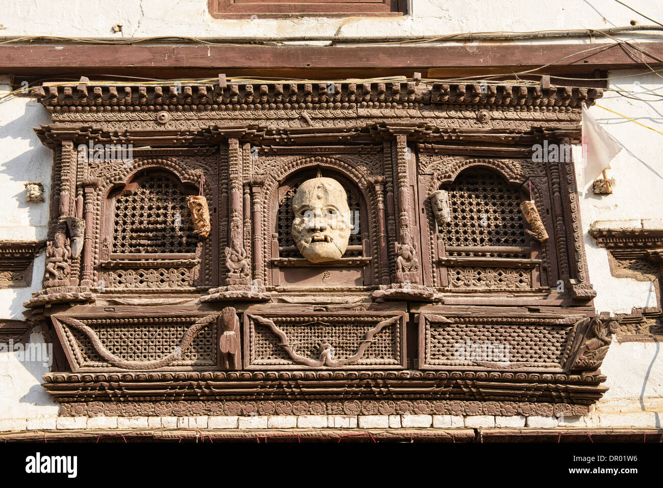 Newari architecture and mask, Kathmandu, Nepal Stock Photo - Alamy