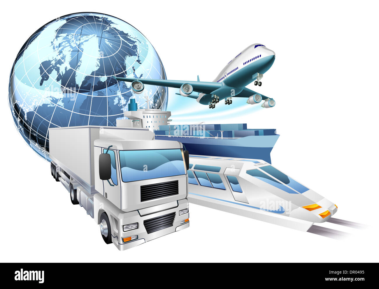 Dynamic logistics city business concept with delivery transport ...