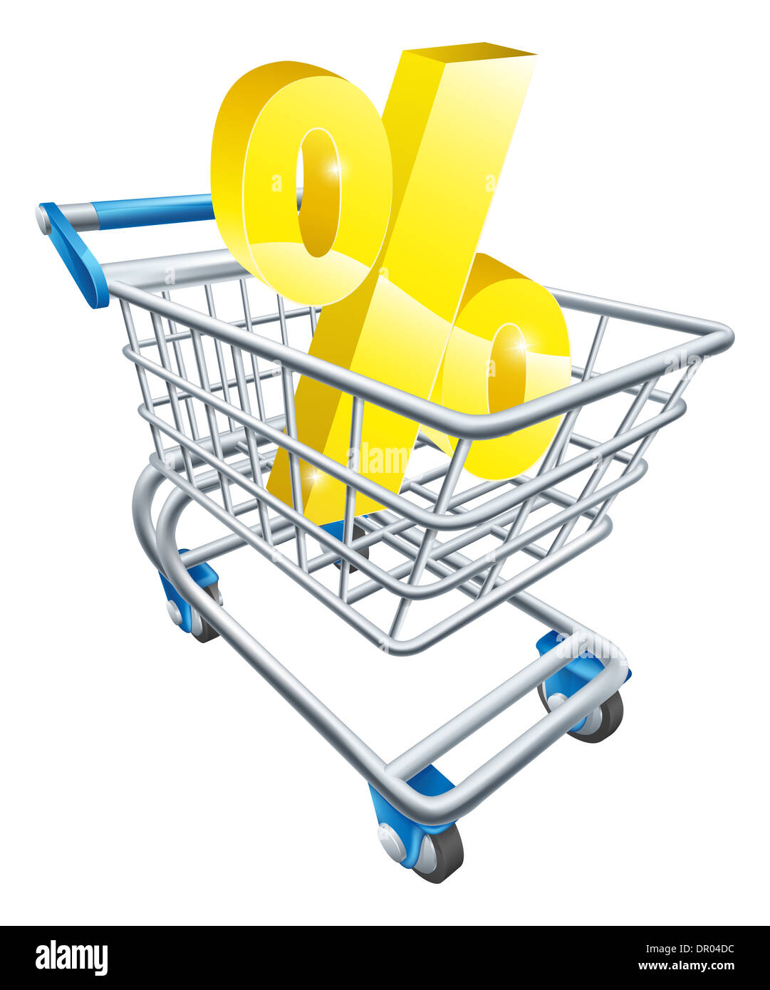 Percentage trolley concept of percent sign in a supermarket shopping ...