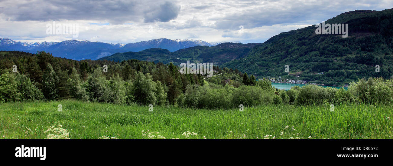 Village of norheimsund located on hardangerfjord hi-res stock ...