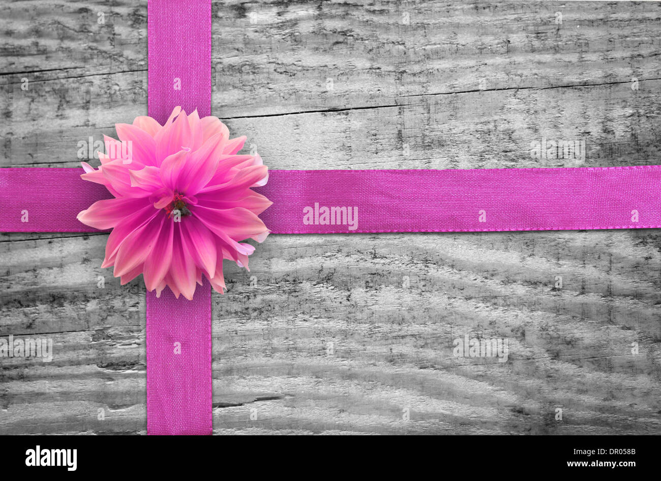 ribbon for gift wrap on wooden background Stock Photo - Alamy