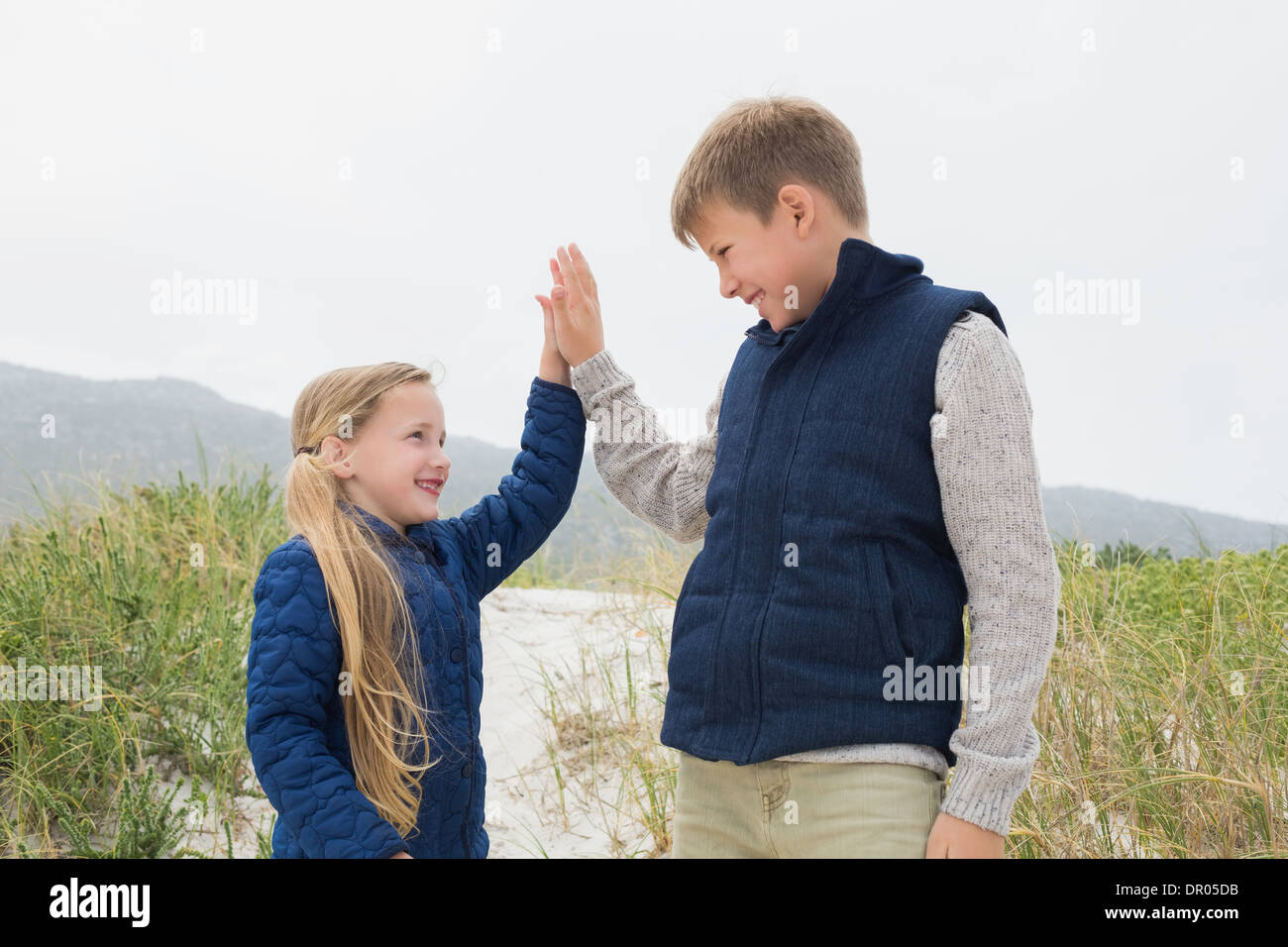 Happy sister and brother hi-res stock photography and images - Alamy