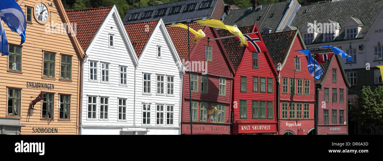 Old wooden Hanseatic buildings forming part of the Bryggen, a UNESCO ...