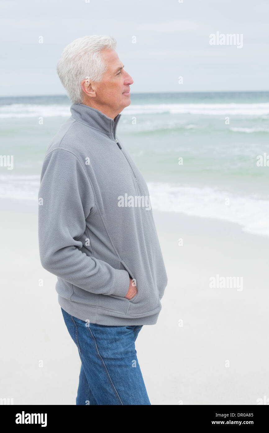 Contemplative mature man water hi-res stock photography and images - Alamy
