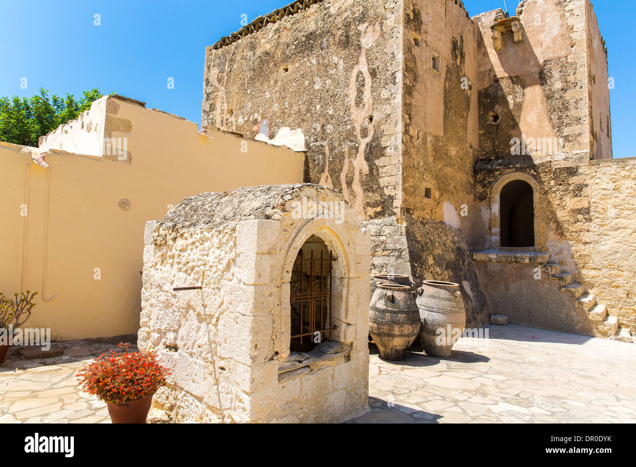 Monastery (friary) in Messara Valley at Crete island in Greece. Messara ...