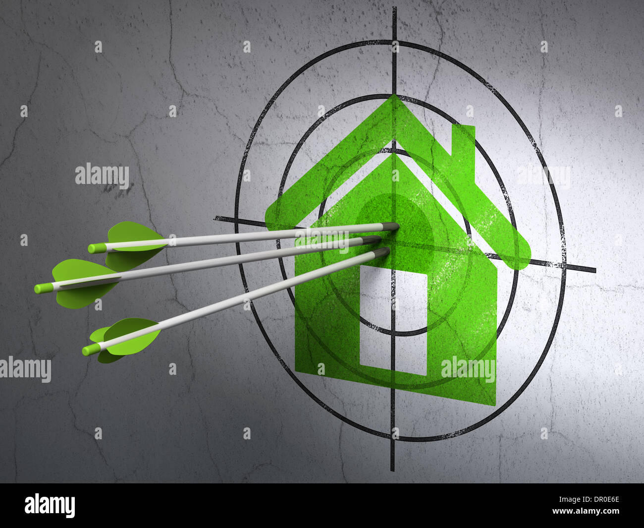 Privacy concept: arrows in Home target on wall background Stock Photo ...