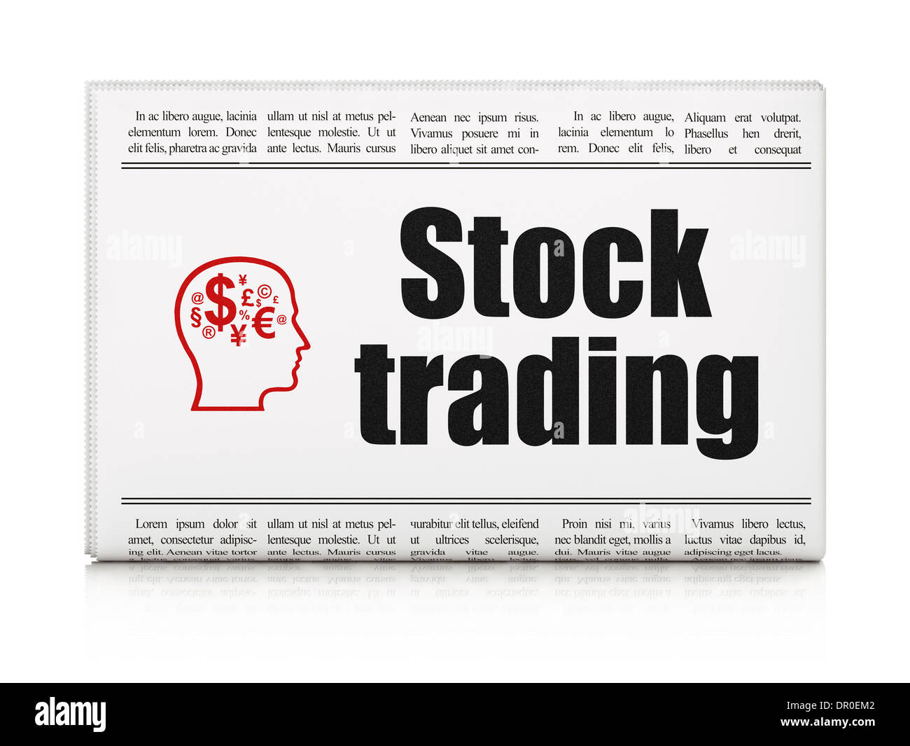Finance concept: newspaper with Stock Trading and Head Symbol Stock ...