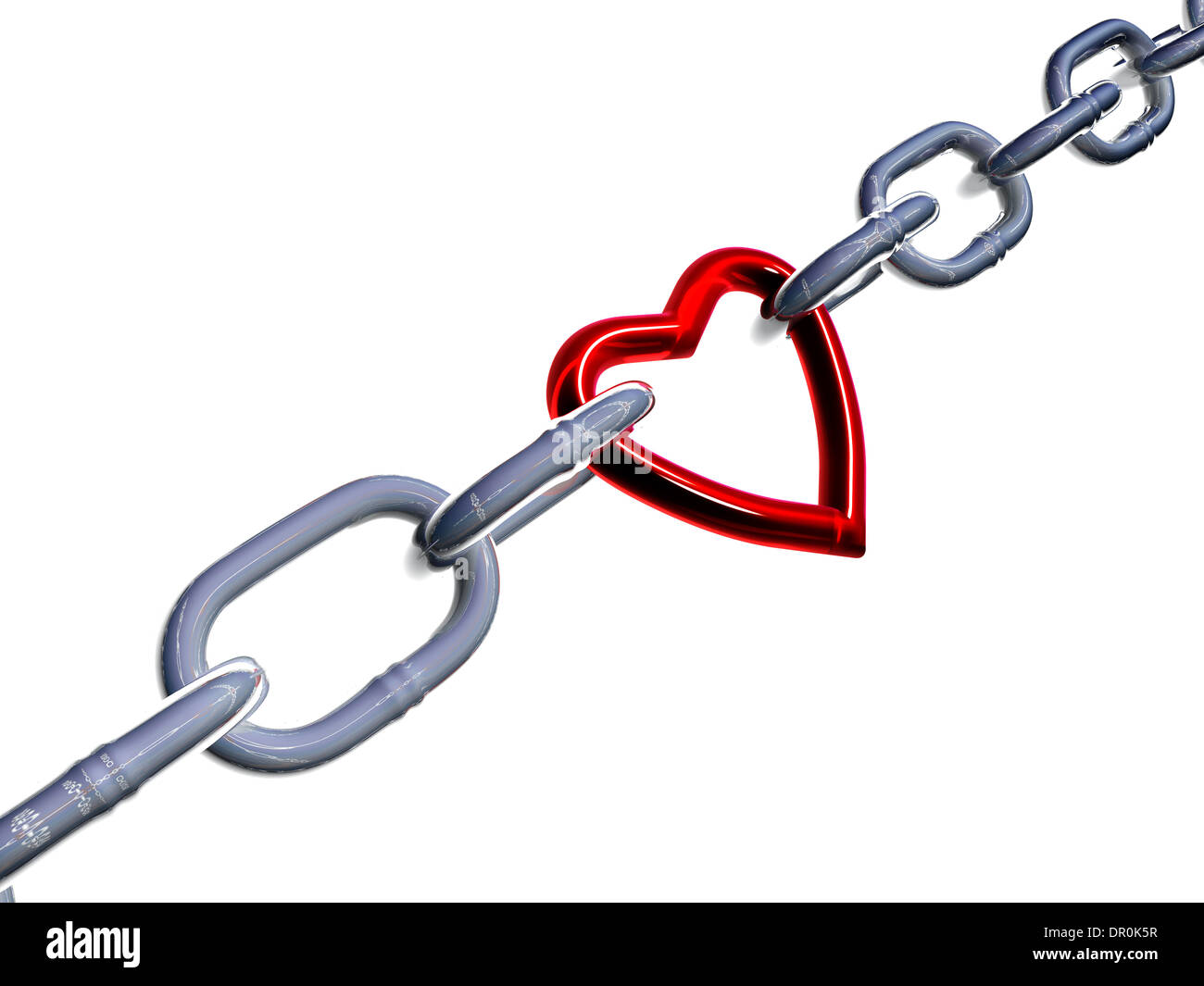 Heart-link between two chains showing strength of it Stock Photo - Alamy