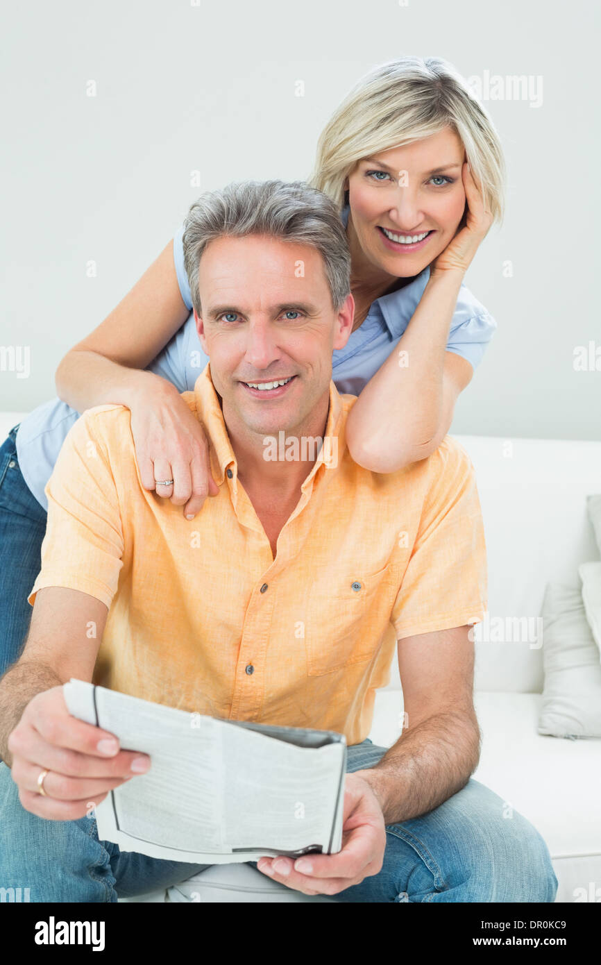 Happy newspaper reading hi-res stock photography and images - Alamy