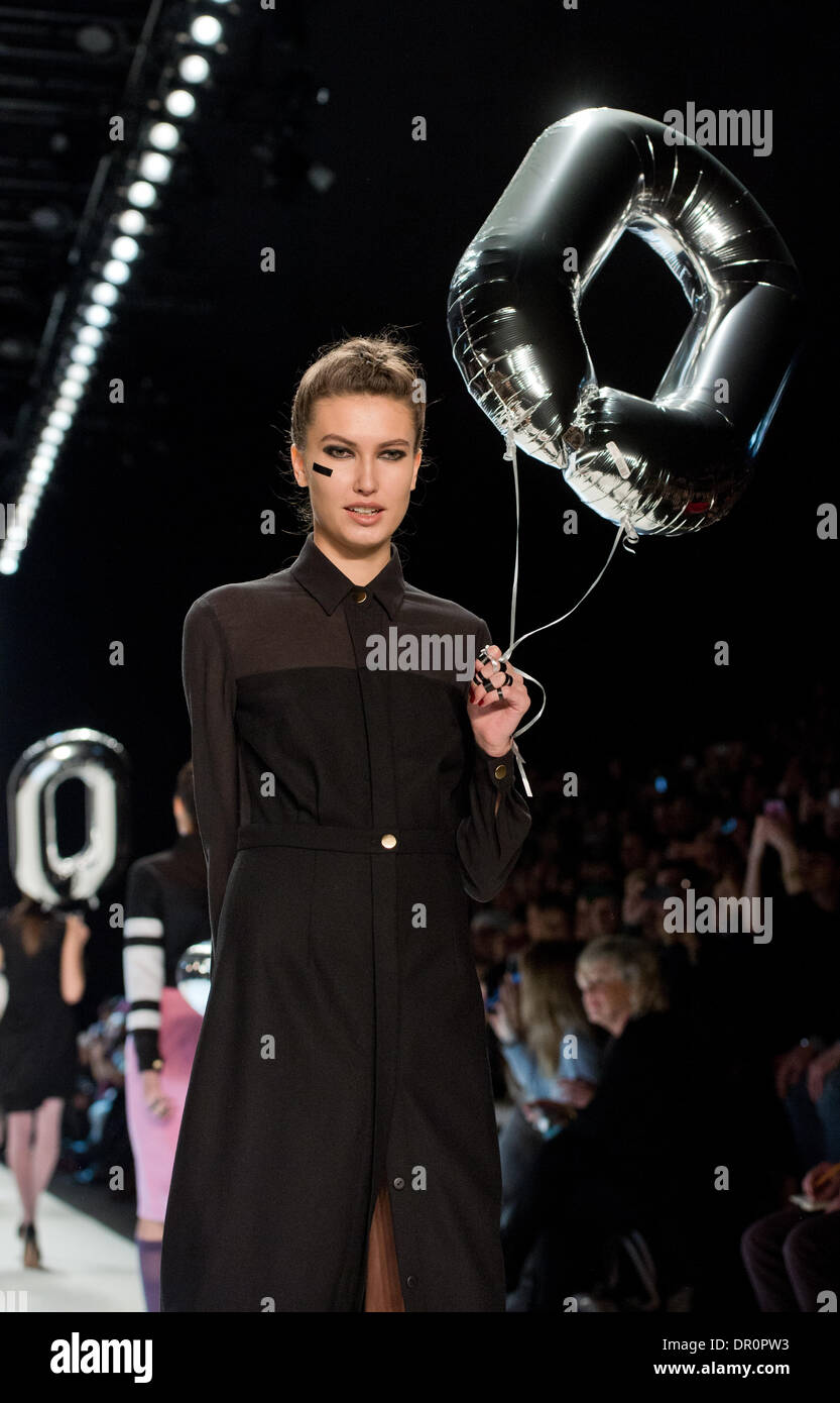 Berlin, Germany. 17th Jan, 2014. Models present creations by Anne Gorke ...