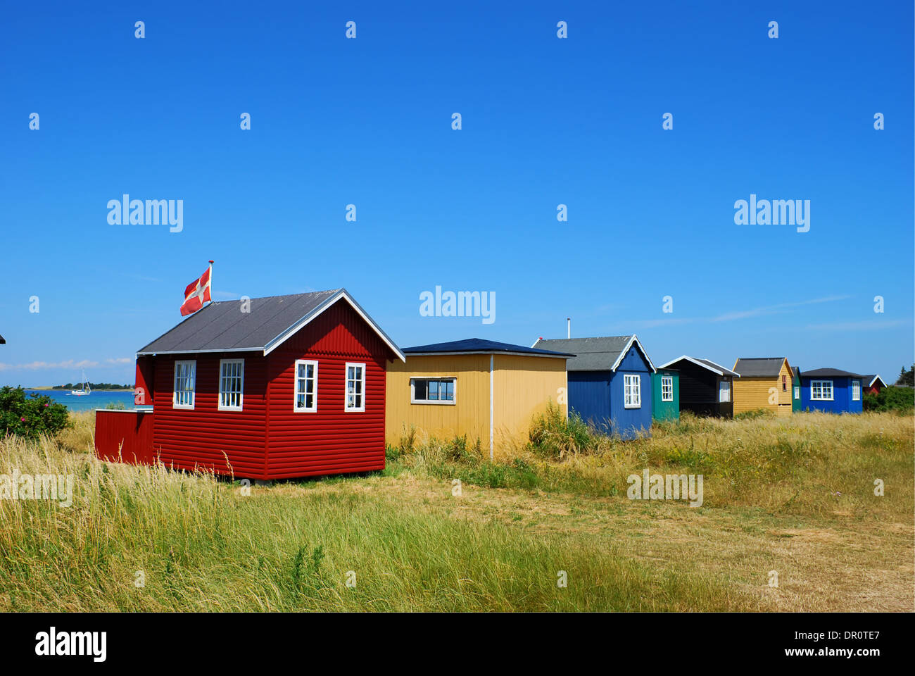 Aero island, beach Huts at Aeroskoebing Vesterstrand, fyn, Denmark ...