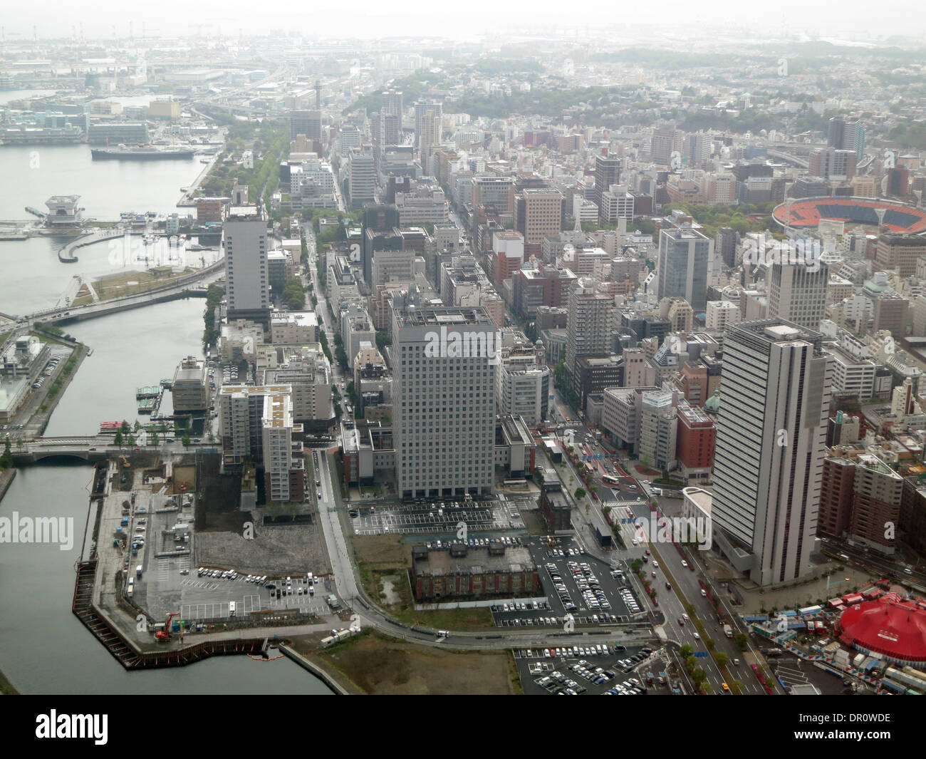 View over the centre of the japanese harbour town Yokohama, pictured ...