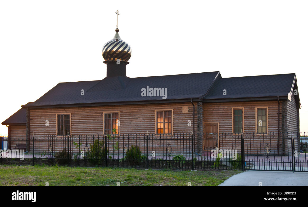 Russian church at sunset. High resolution image. Wooden architecture ...