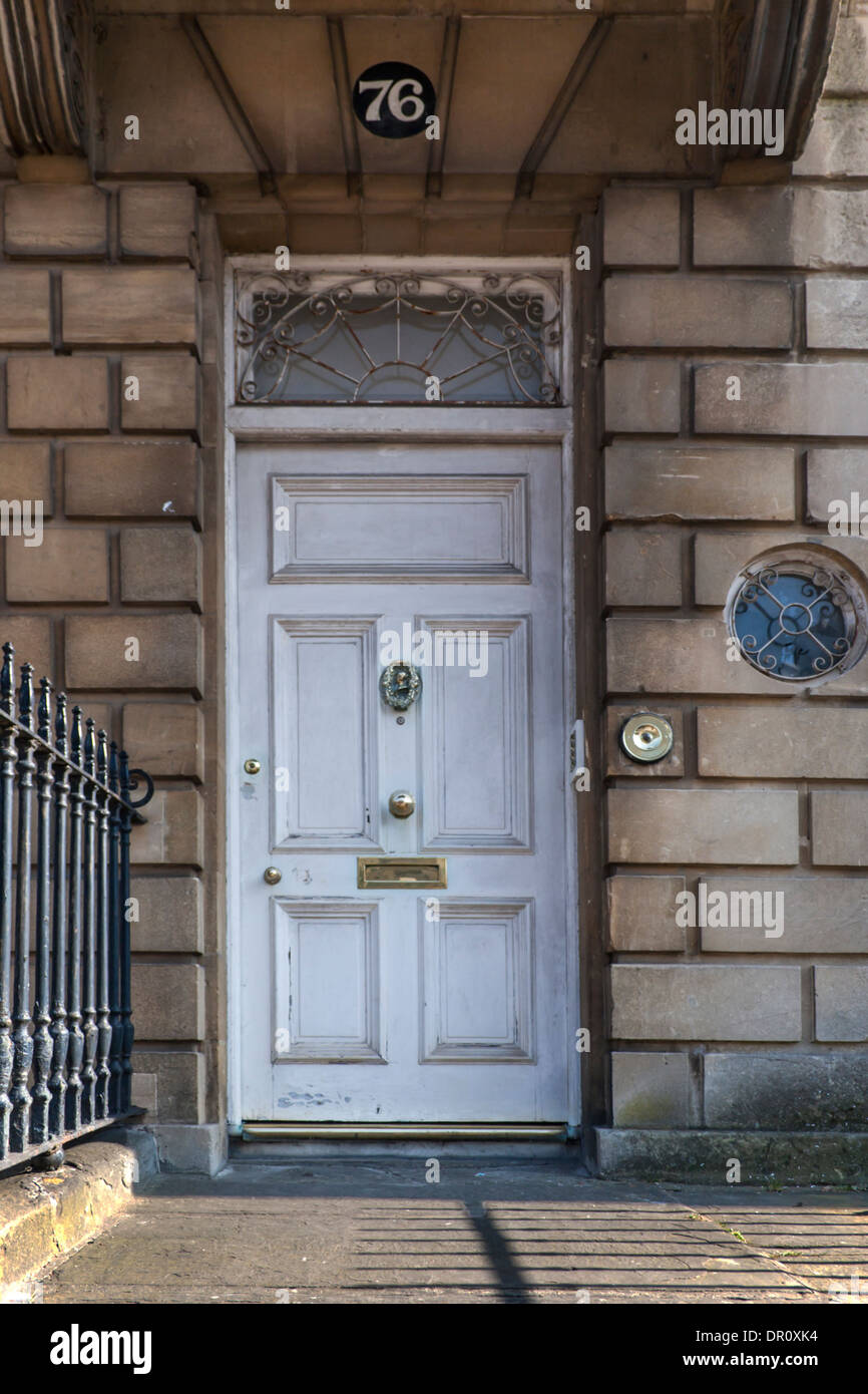 Traditional English white front door Stock Photo - Alamy