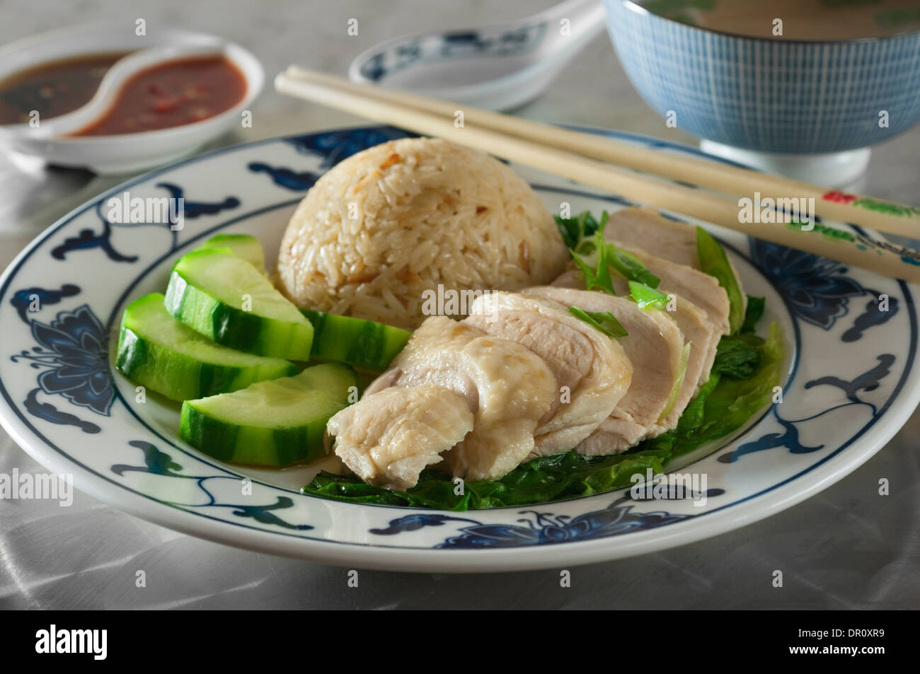 Singapore chicken rice. Hainanese style Stock Photo - Alamy