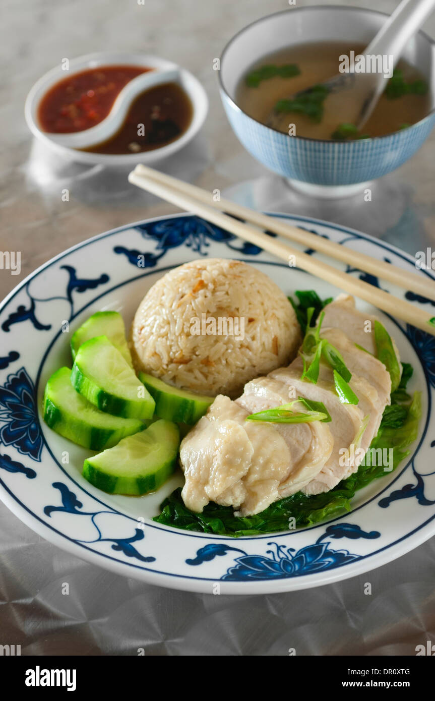 Singapore chicken rice. Hainanese style Stock Photo - Alamy