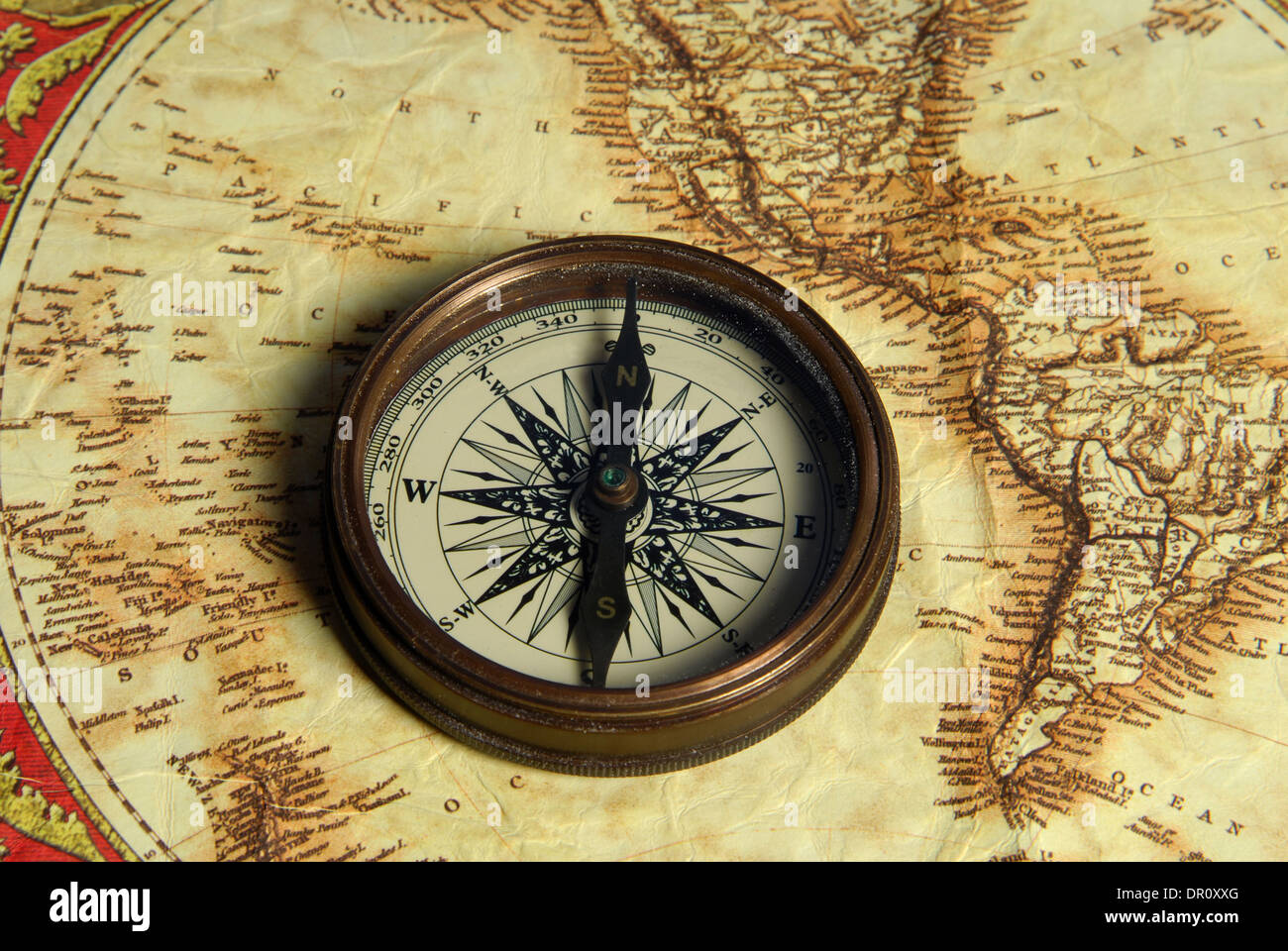 Treasure map, old navigation system, compass and direction Stock Photo ...