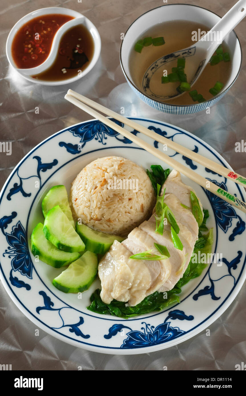 Singapore chicken rice. Hainanese style Stock Photo - Alamy