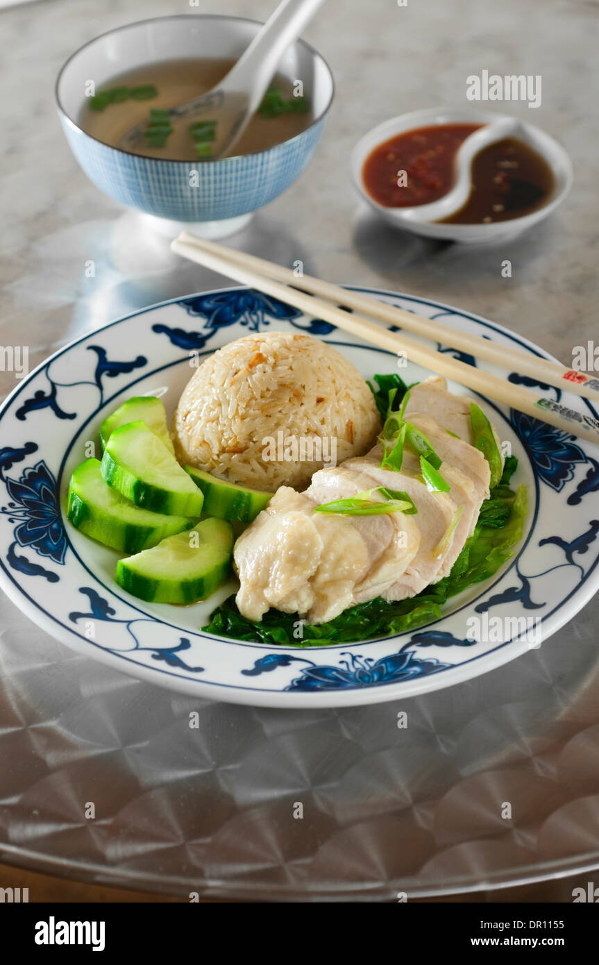 Singapore chicken rice. Hainanese style Stock Photo - Alamy