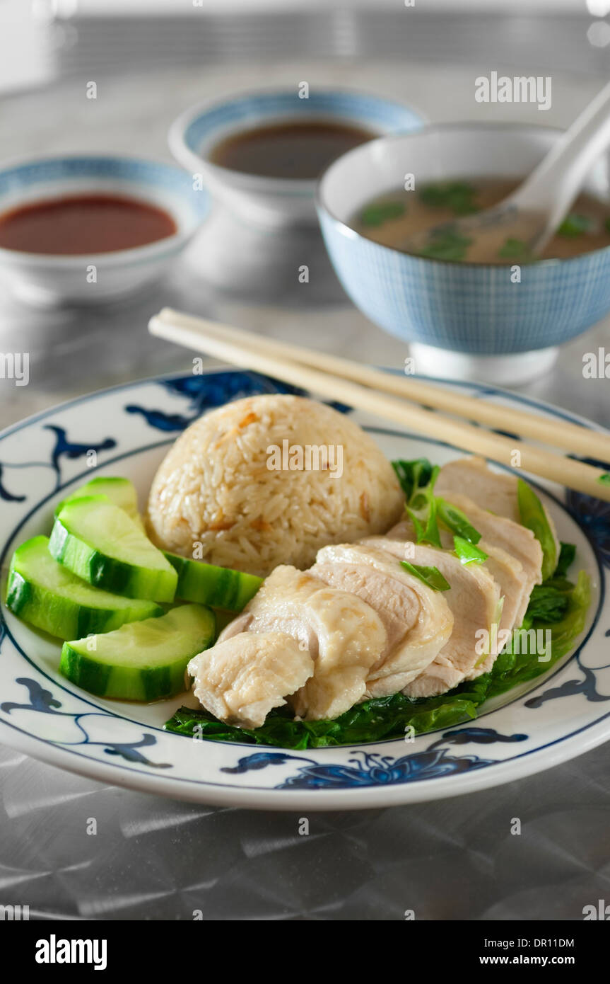 Singapore chicken rice. Hainanese style Stock Photo - Alamy