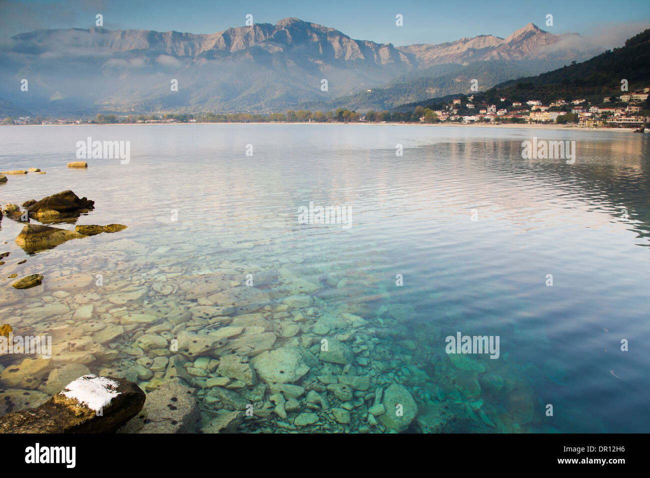 Tranquil landscape view of the village of Skala Potamia and the ...