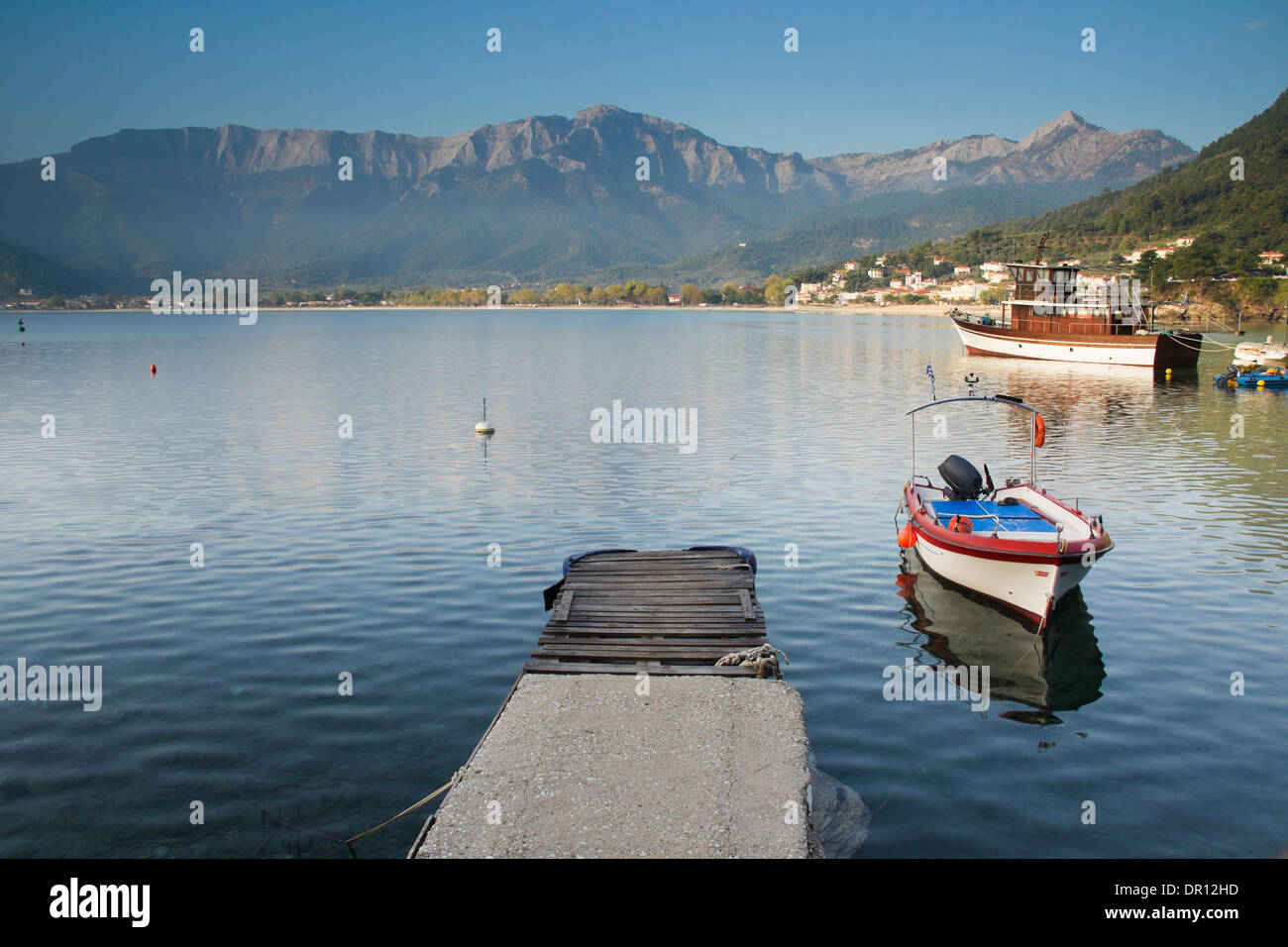 Tranquil landscape view of the village of Skala Potamia and the ...