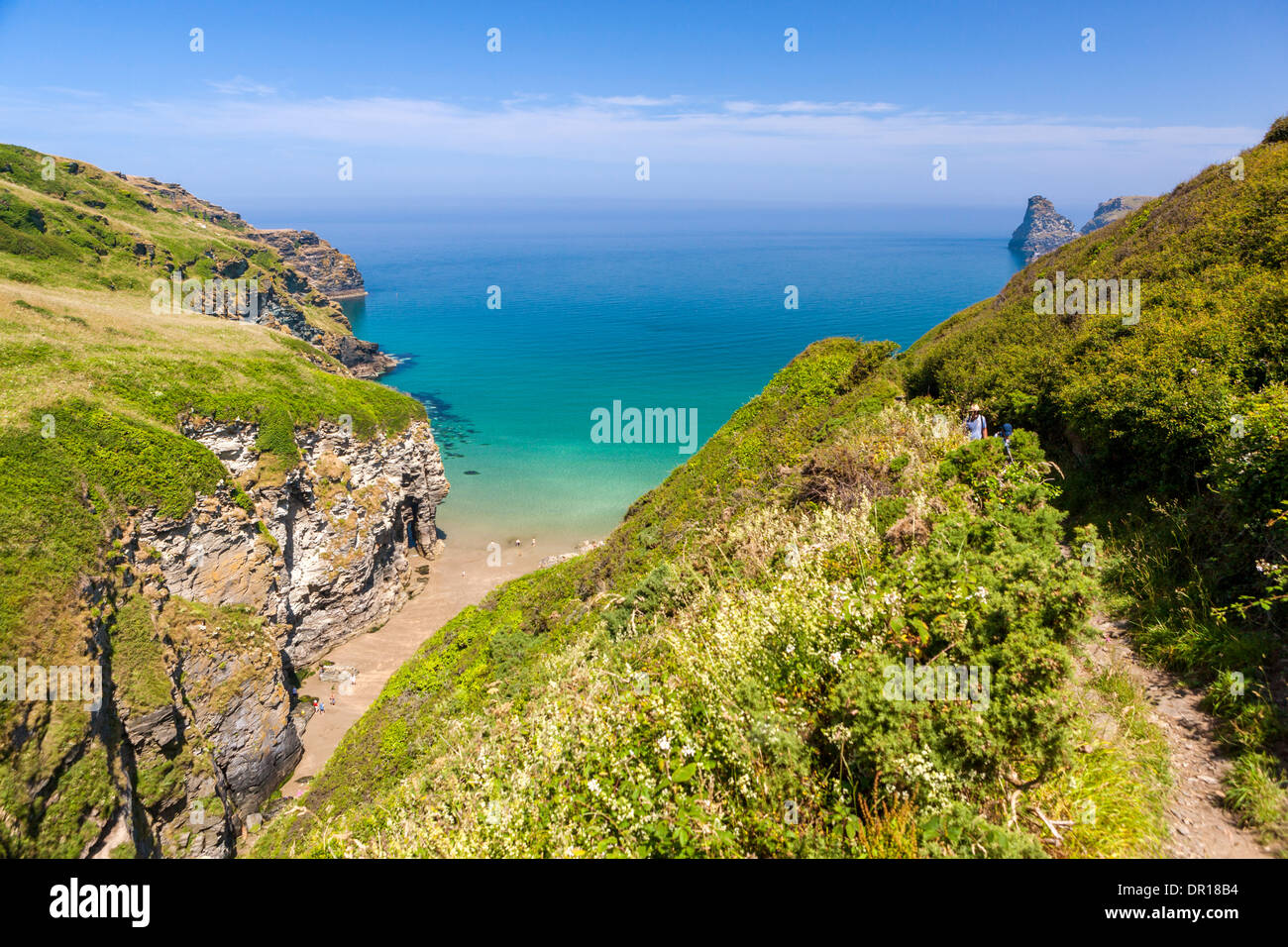 View over Bossiney Haven on the north coast of Cornwall, England, UK ...