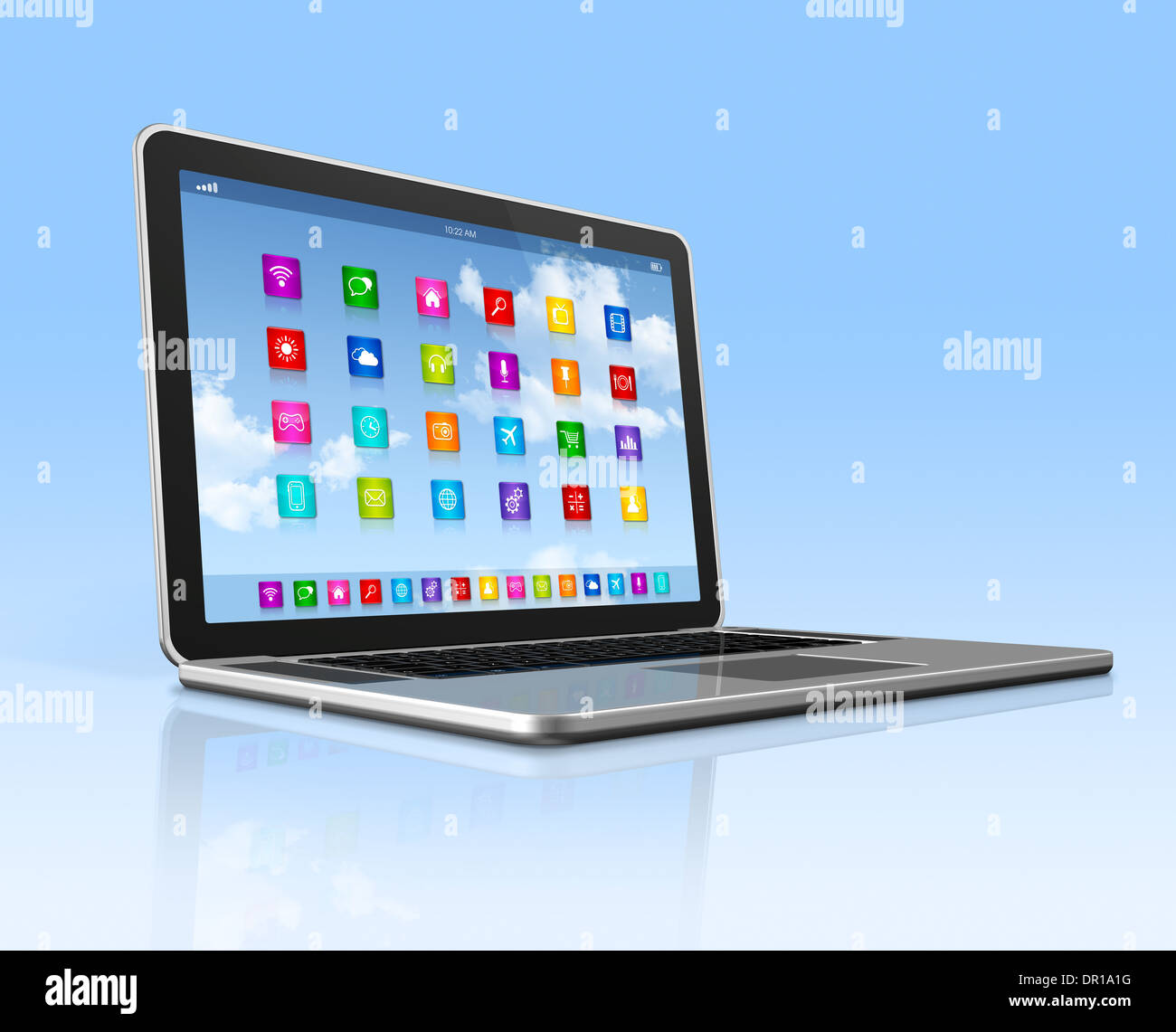 3D Laptop Computer - apps icons interface - isolated Stock Photo - Alamy