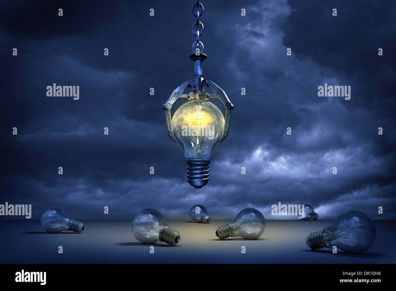 Claw grabbing illuminated light bulb Stock Photo - Alamy