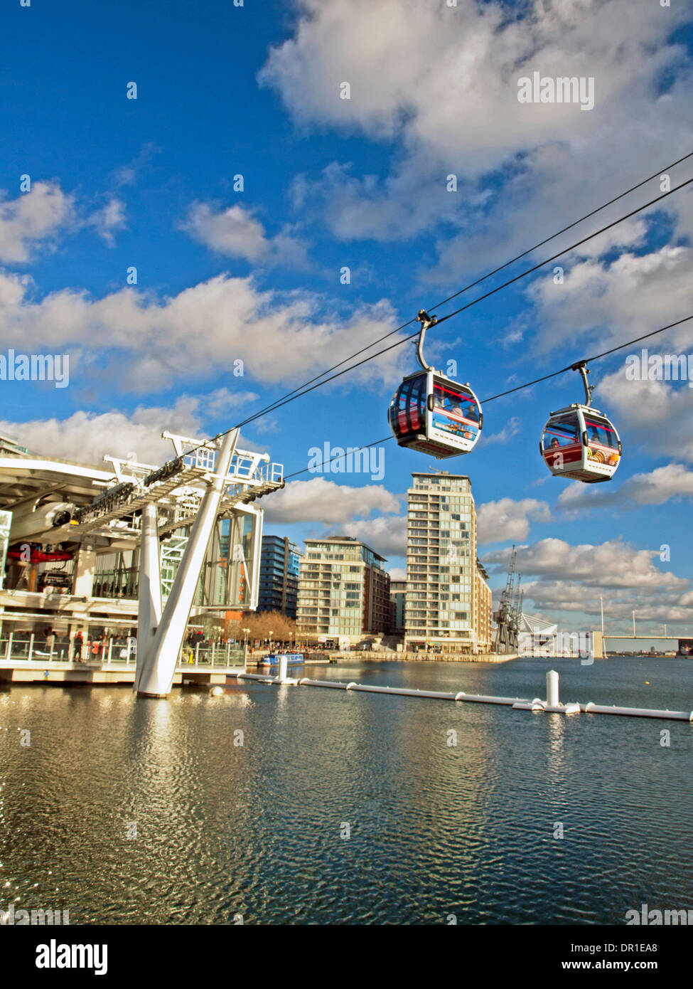 The Emirates Air Line (Thames cable car) Royal Docks terminal, London ...