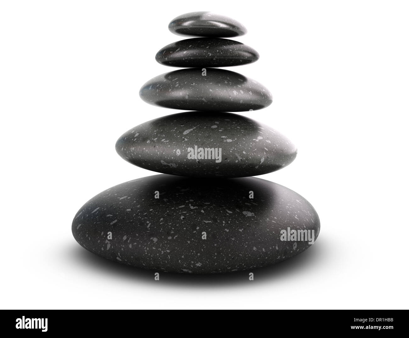 Five pebbles stacked over white background, balancing stones. 3D render ...