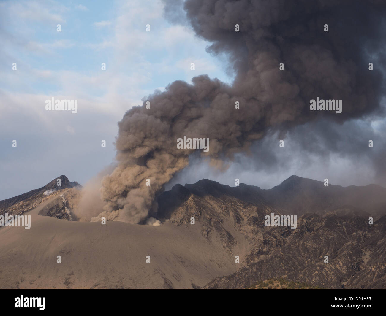 Ash eruption at Sakurajima volcano in Japan - February 2013 Stock Photo ...