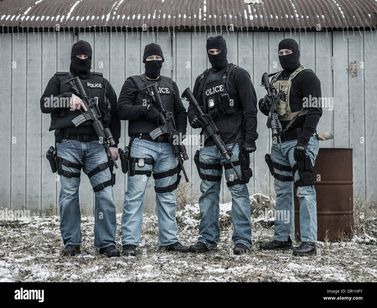 Police snipers standing together outdoors Stock Photo - Alamy