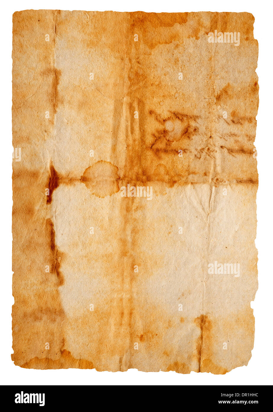 Stained old paper vintage background isolated on white Stock Photo - Alamy