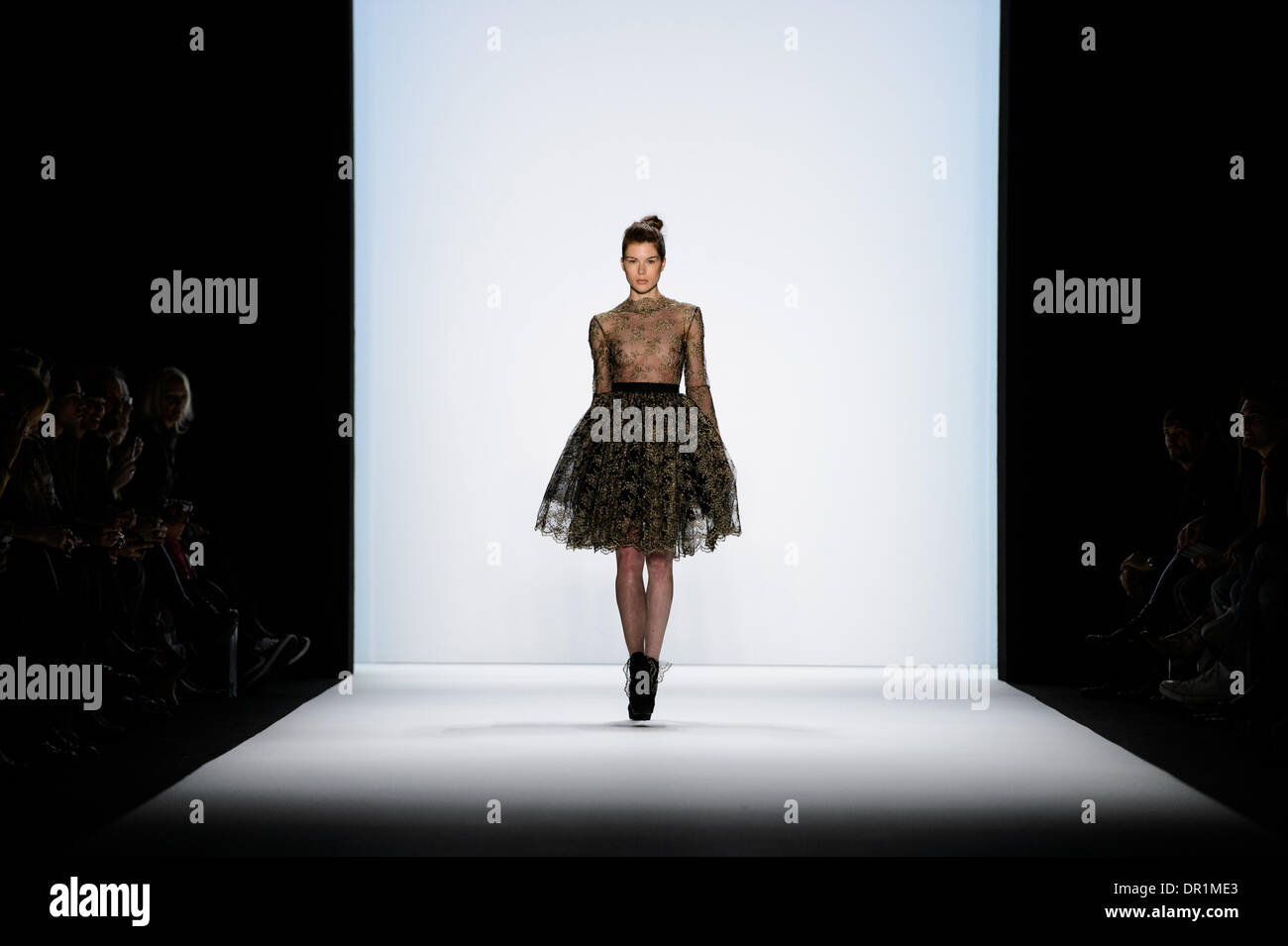 Berlin, Germany. 17th Jan, 2014. A model presents a creation by Irene ...