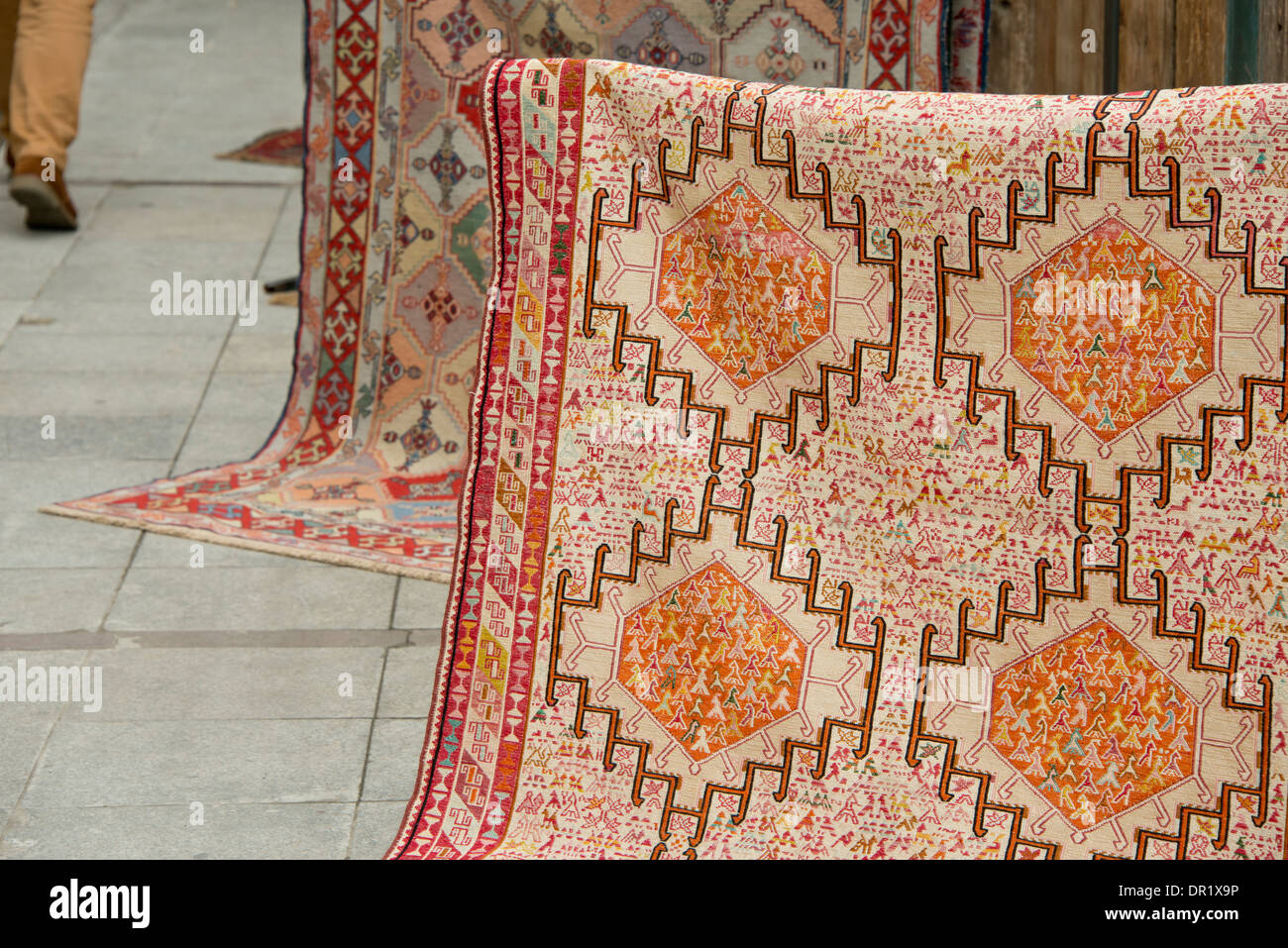 Asia, Turkey, Istanbul. Traditional Turkish carpets on display in the ...