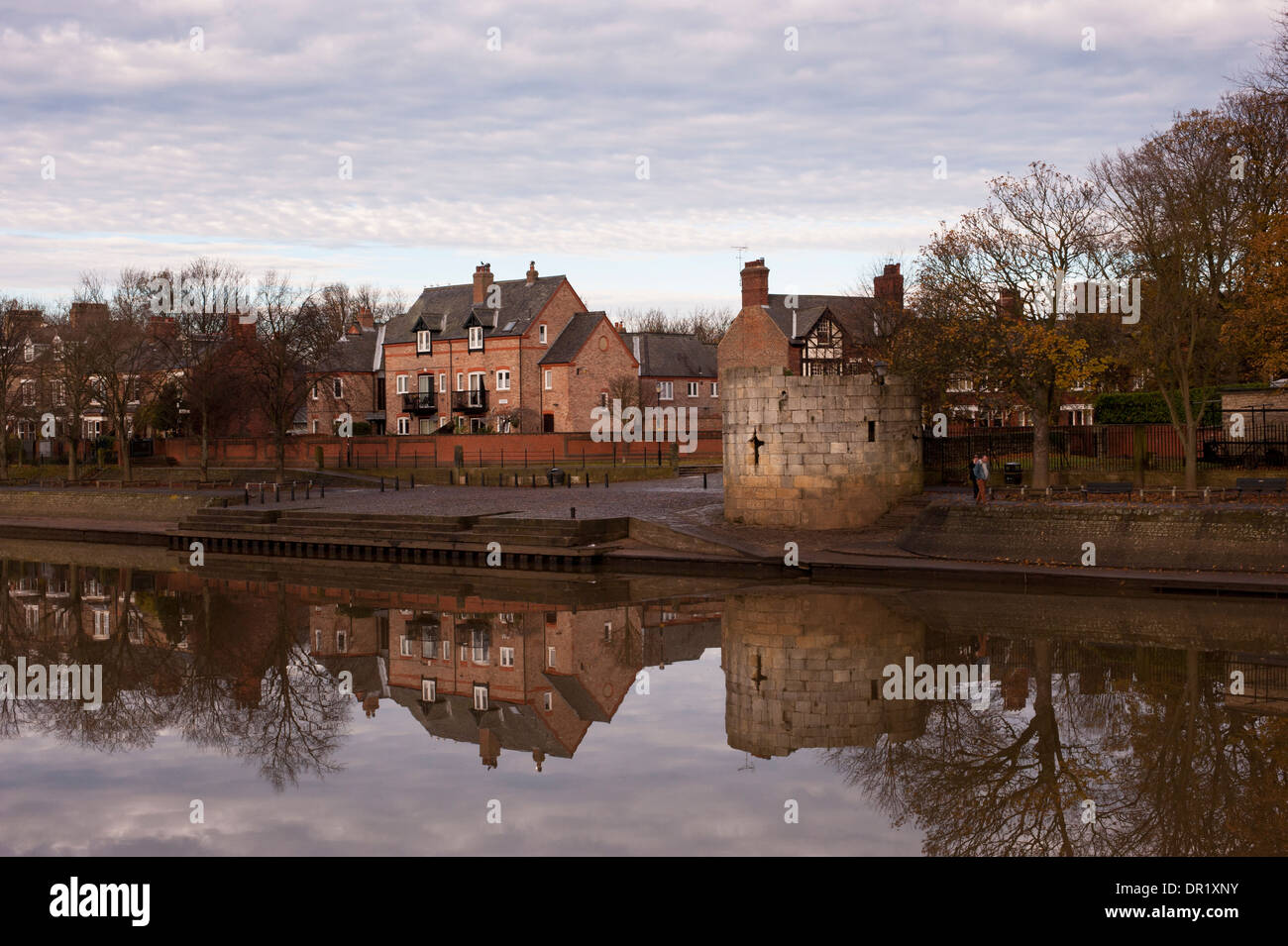 View of River Ouse looking upstream (historic Marygate Water Tower ...